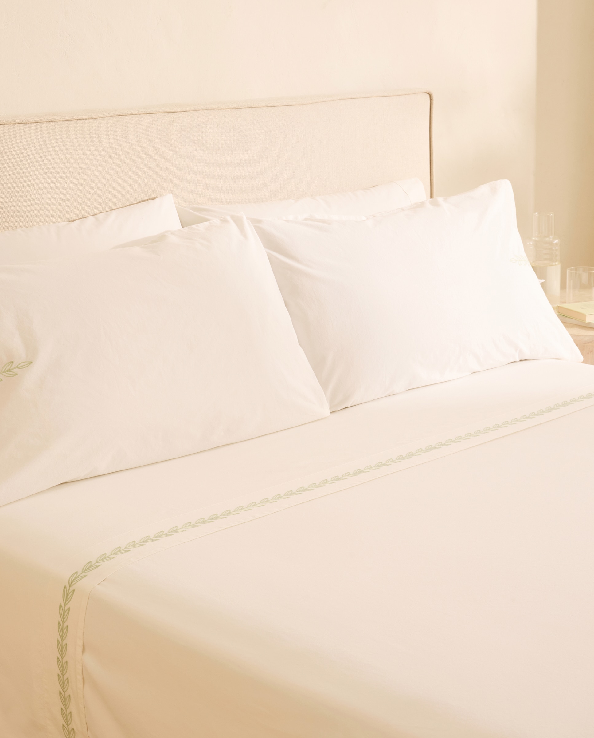 Juego de sábanas algodón Noemie Verde Cama 180 cm · El Corte Inglés