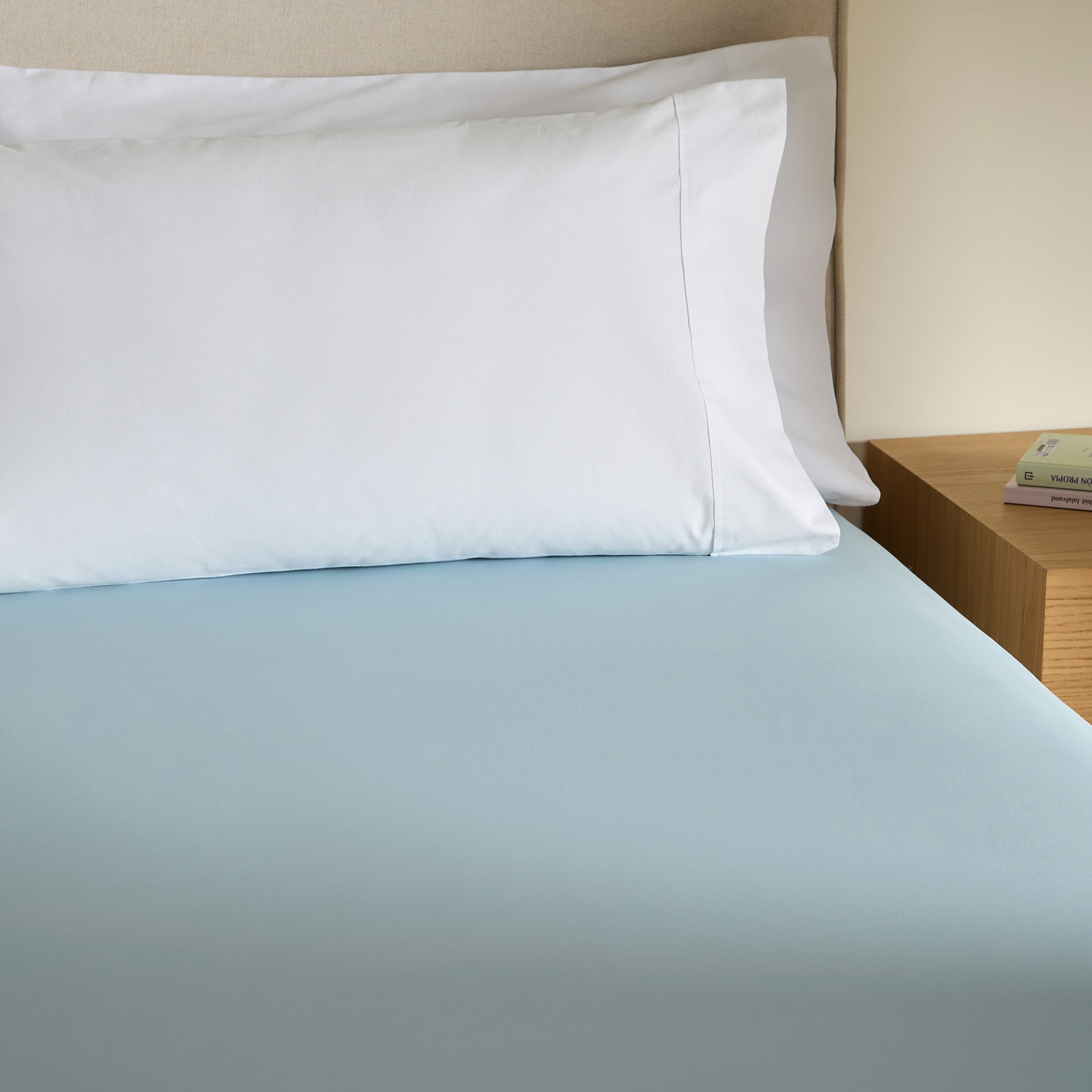 Sábana bajera Algodón Percal 200 hilos platabanda 35 cm Azul Cielo Cama ...