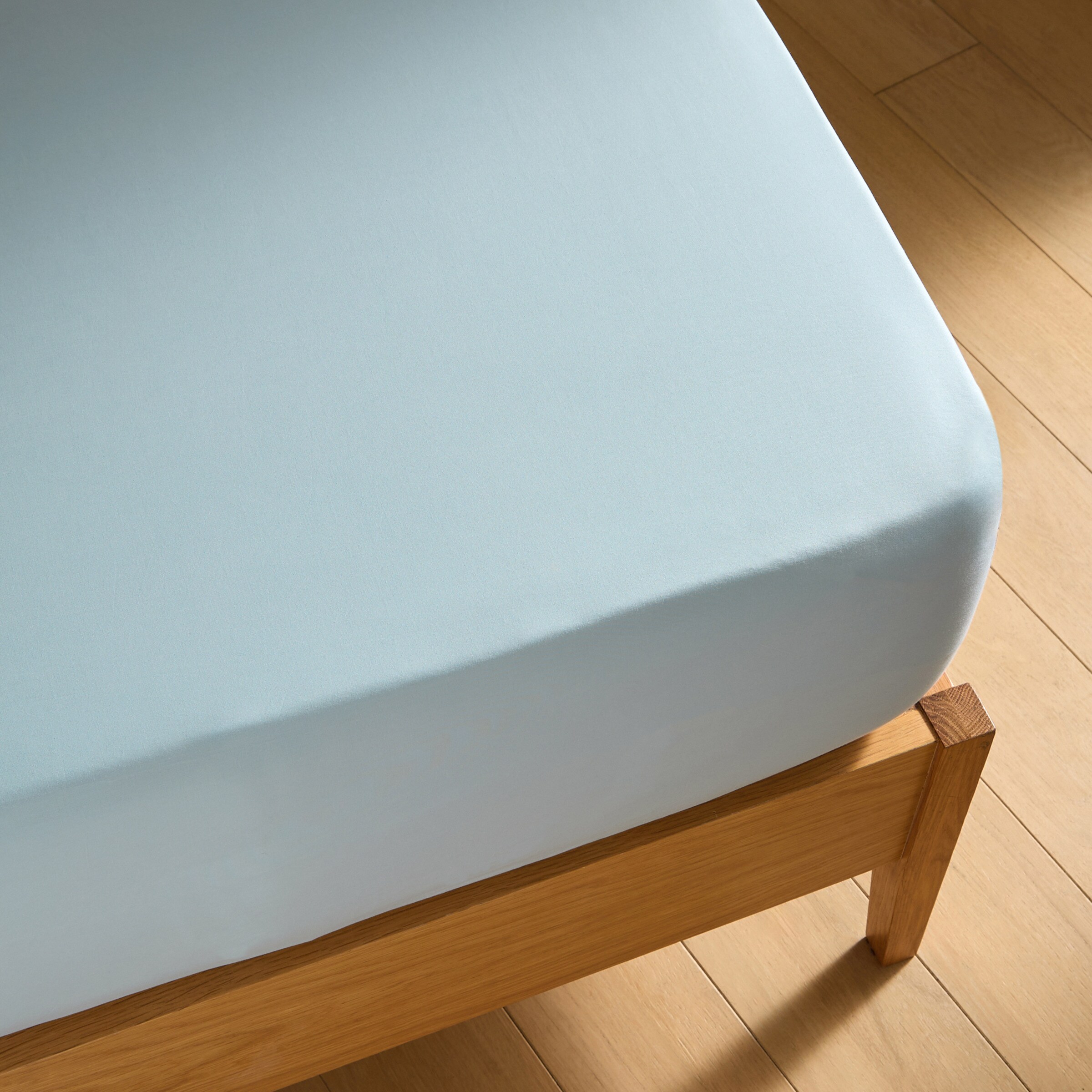 Sábana bajera Algodón Percal 200 hilos platabanda 35 cm Azul Cielo Cama ...