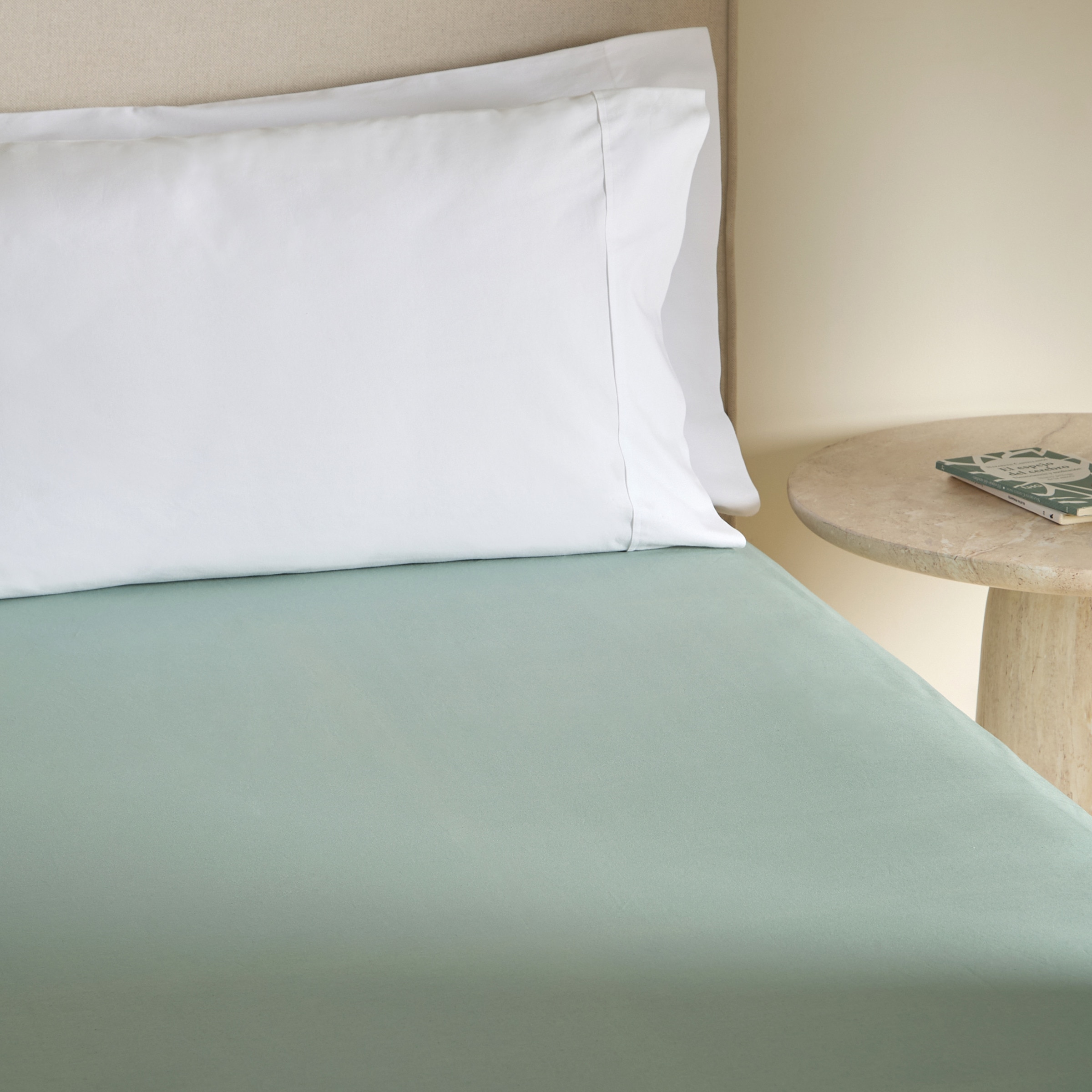 Sábana bajera Algodón Percal 200 hilos platabanda 35 cm Verde hoja Cama ...