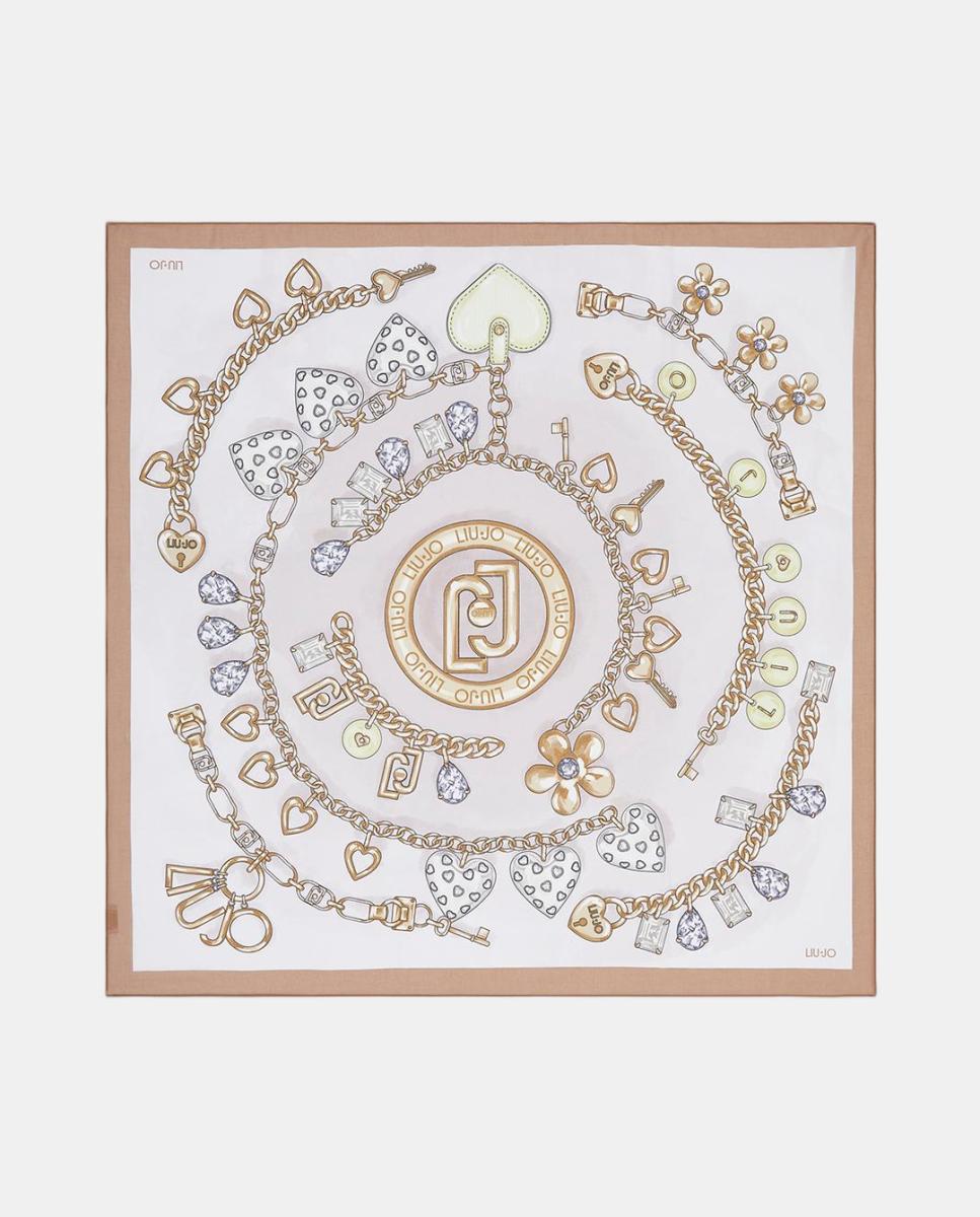 Fular detalle cadena con maxi eslabones y charms Natural LIUJO · El ...