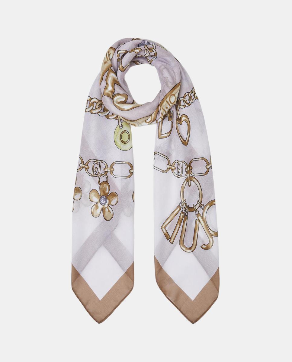 Fular detalle cadena con maxi eslabones y charms Natural LIUJO · El ...
