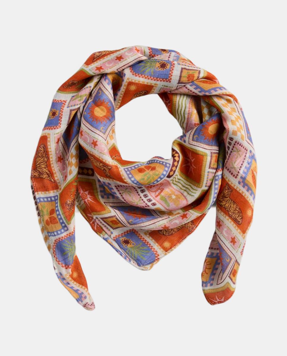 Pañuelo cuadrado estampado Naranja Pieces · El Corte Inglés