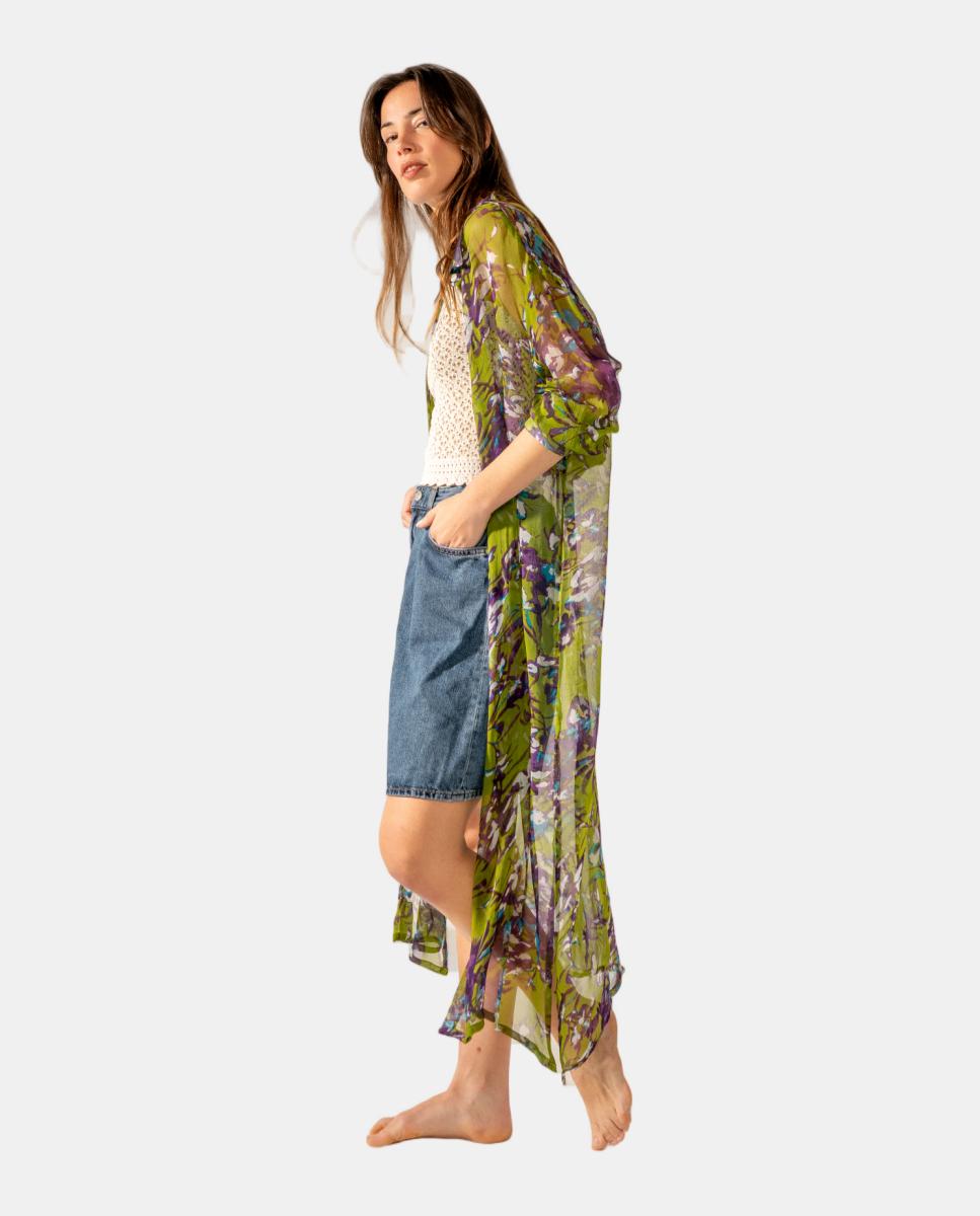 Túnica de viscosa con estampado floral Verde Abbacino · El Corte Inglés