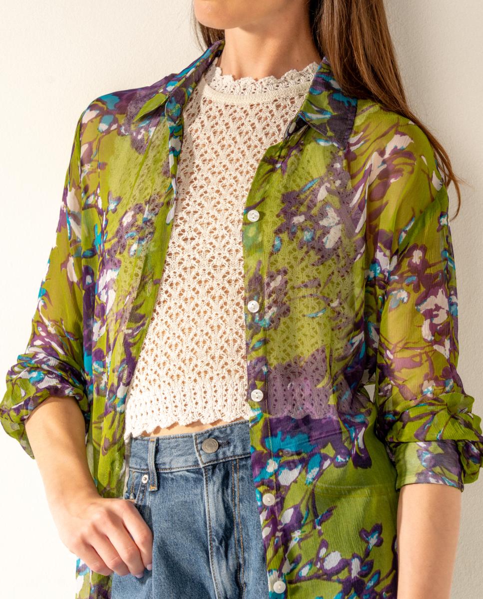 Túnica de viscosa con estampado floral Verde Abbacino · El Corte Inglés