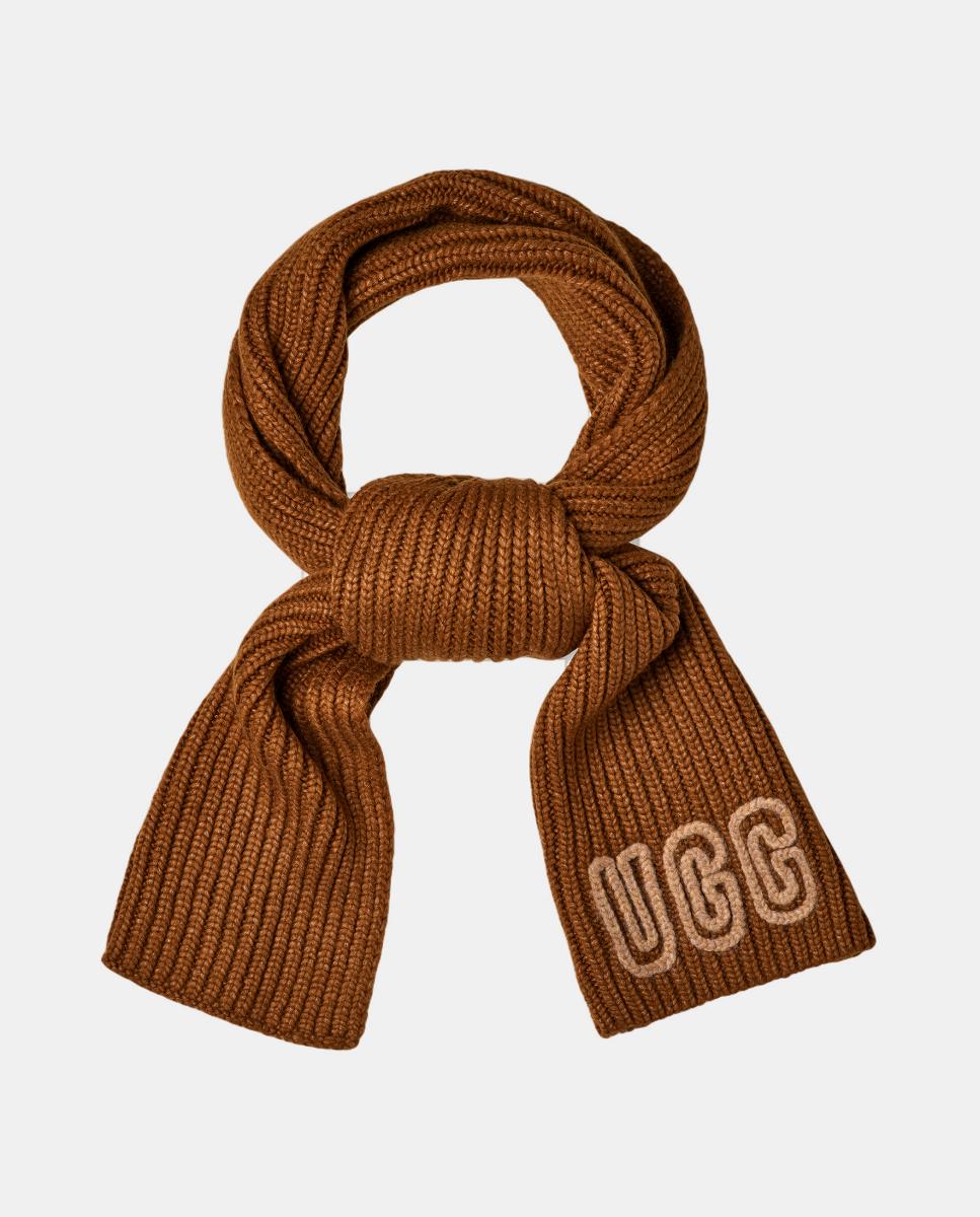 Bufanda canalé logo CHUNKY CRAFTED RIB SCARF Camel UGG · El Corte Inglés