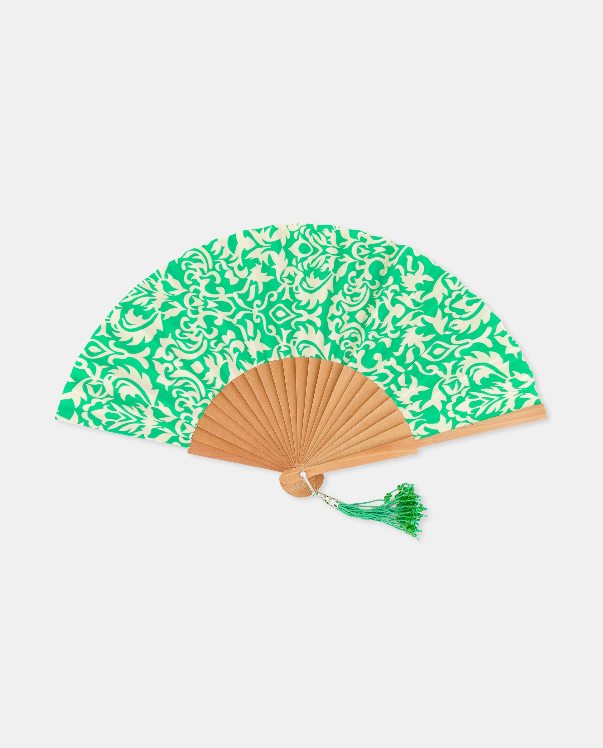 Abanico madera pulida estampado tribal Verde Aparisi · El Corte Inglés