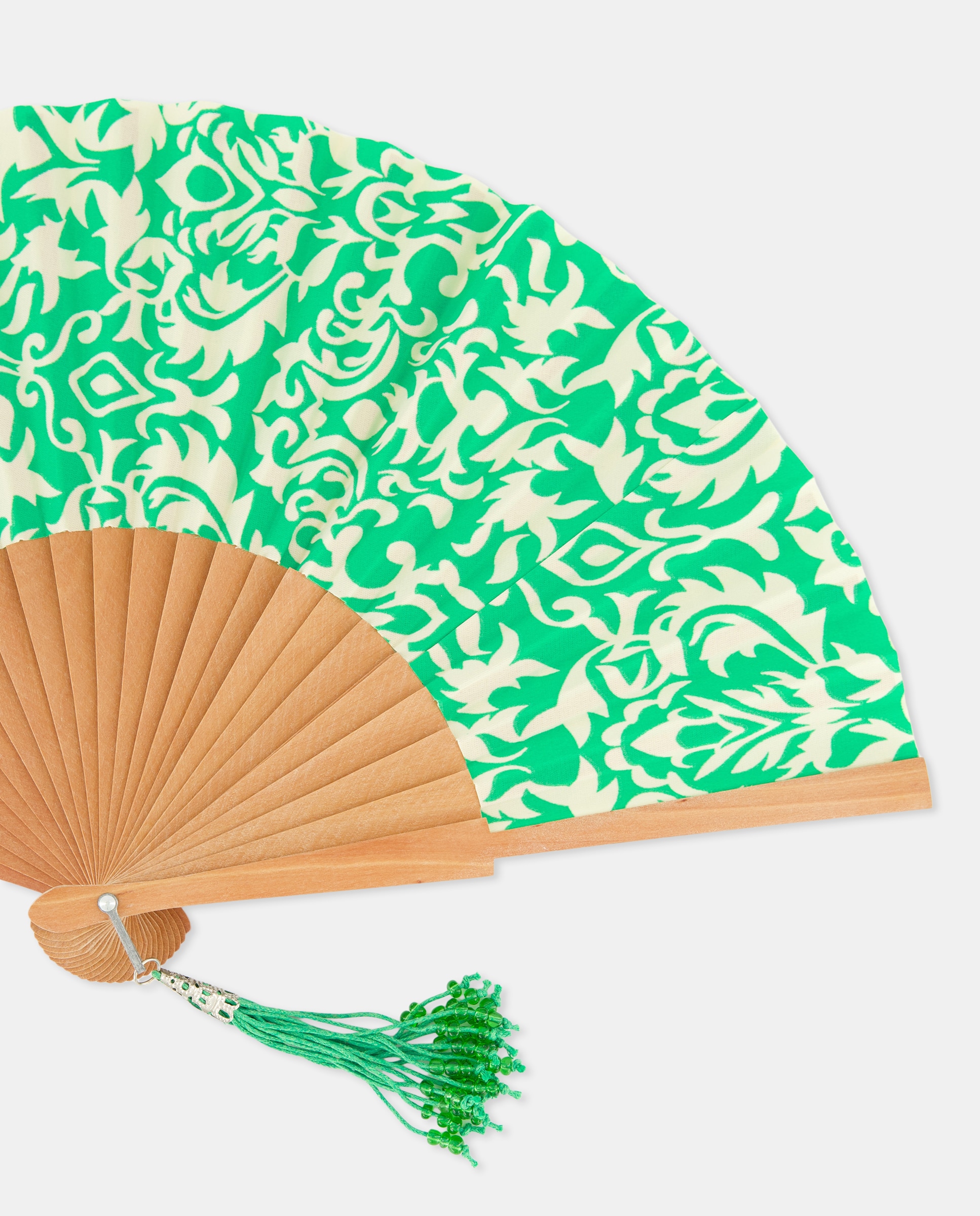 Abanico madera pulida estampado tribal Verde Aparisi · El Corte Inglés
