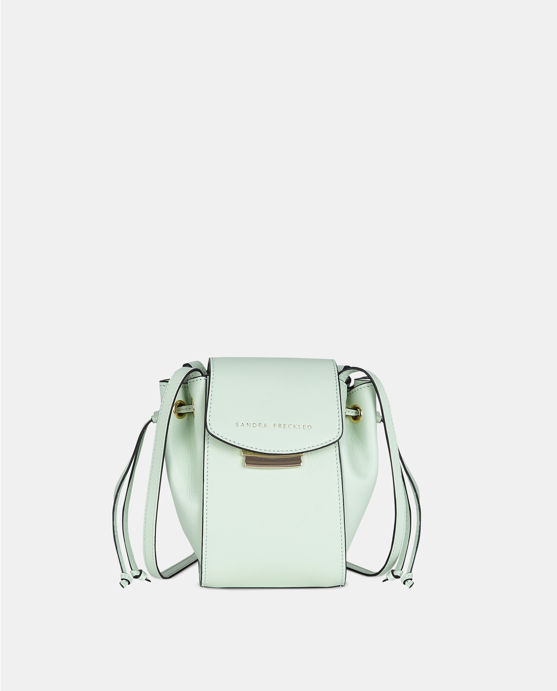 Bolso crossbody pequeño con solapa y asas largas en piel lisa Verde ...