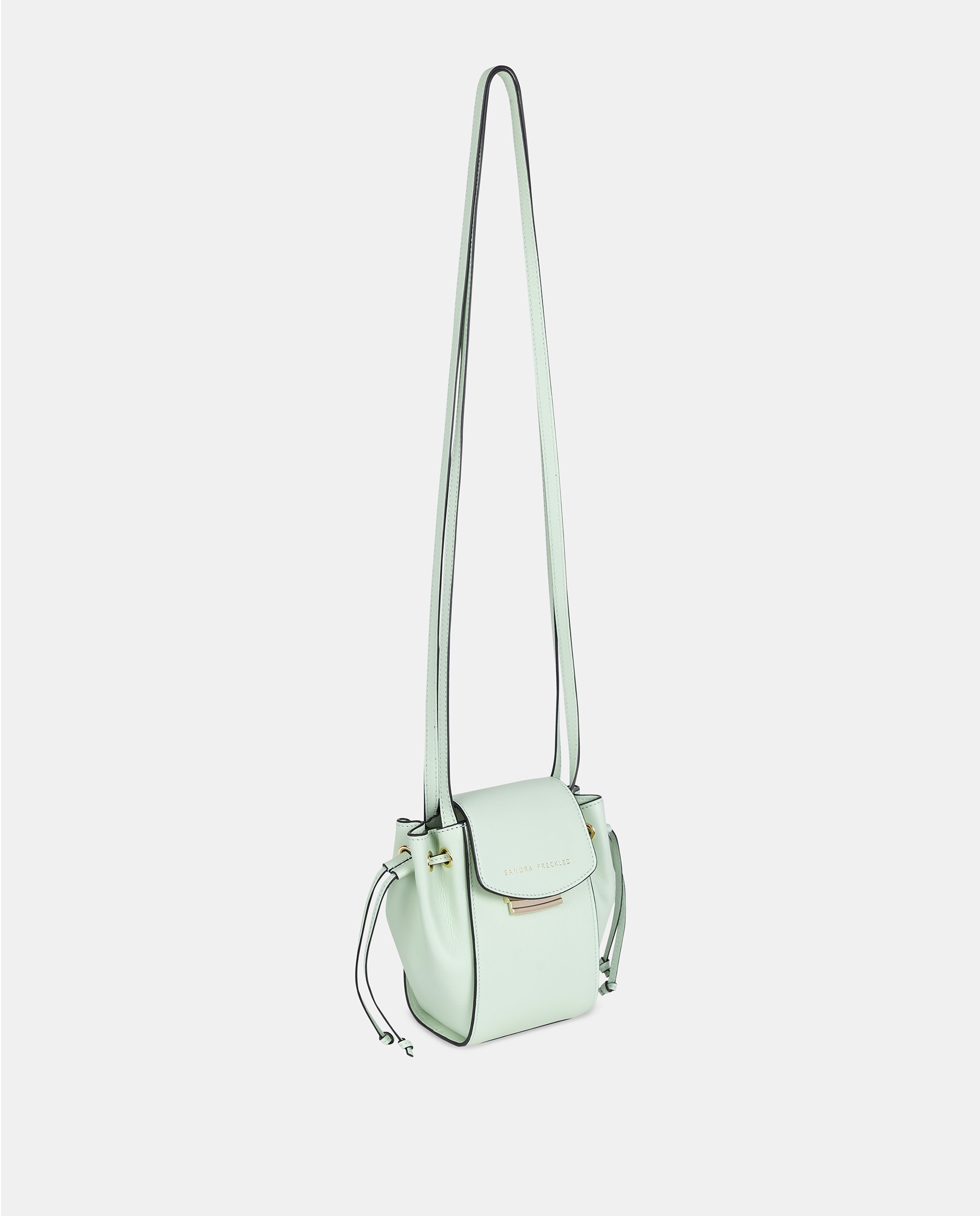 Bolso crossbody pequeño con solapa y asas largas en piel lisa Verde ...