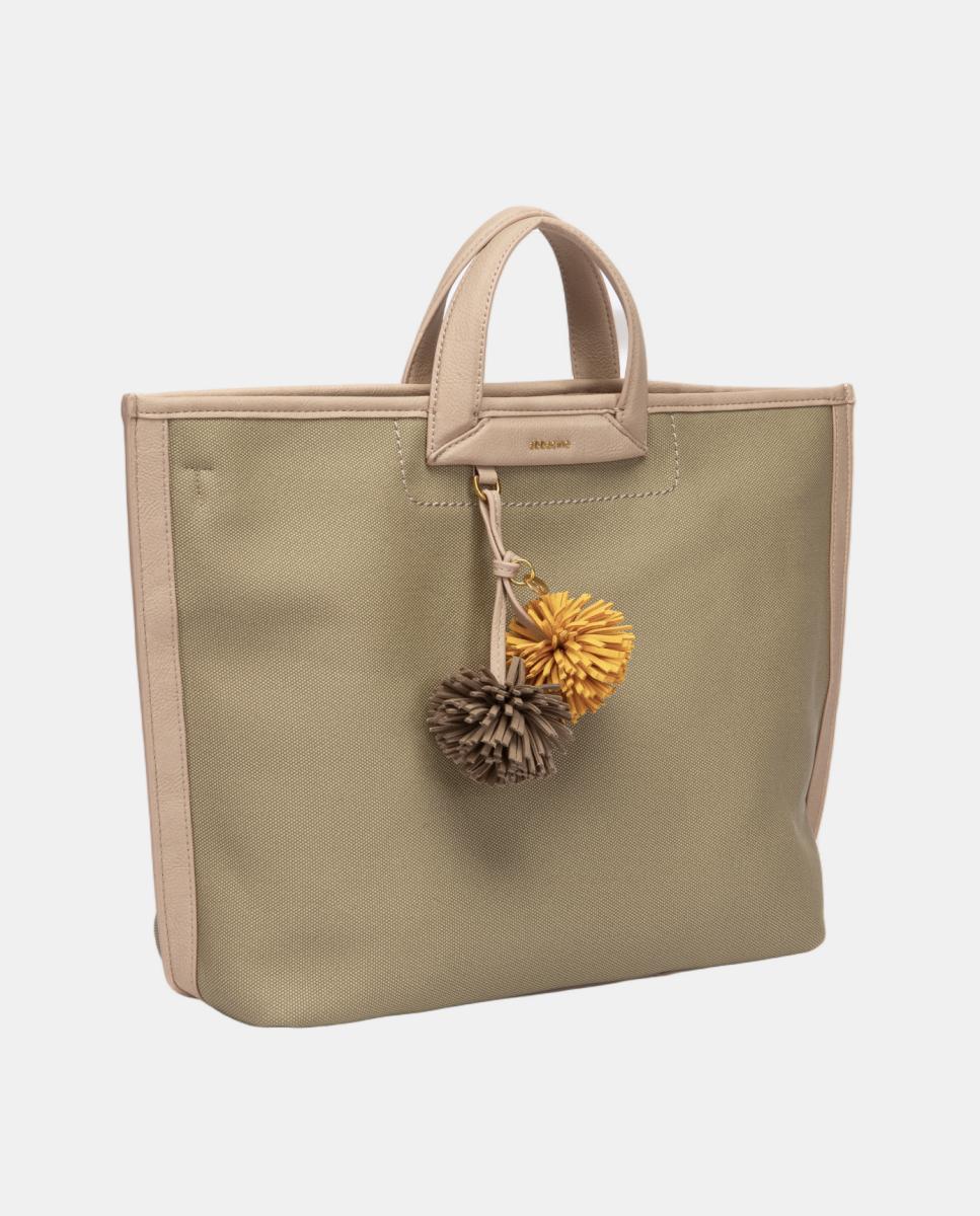 Bolso de mano estilo shopper con pompones Verde Abbacino · El Corte Inglés