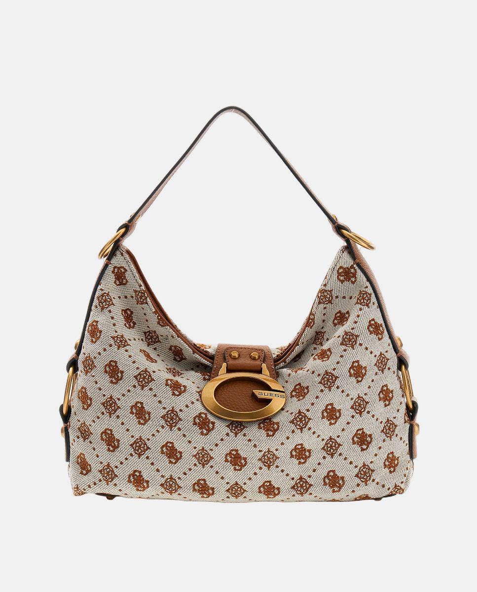 Bolso de hombro con cierre cremallera Marrón claro Guess · El Corte Inglés