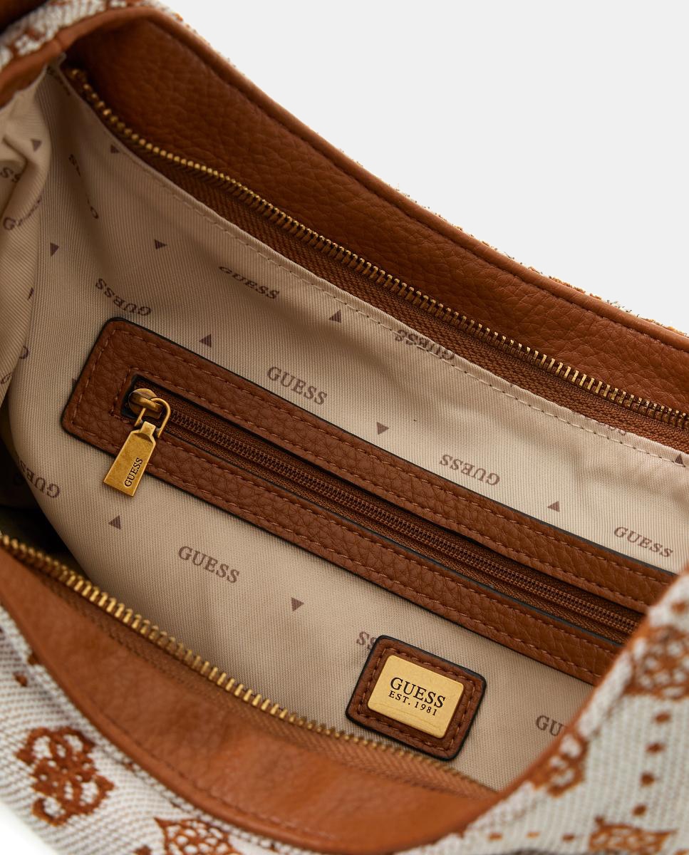 Bolso de hombro con cierre cremallera Marrón claro Guess · El Corte Inglés