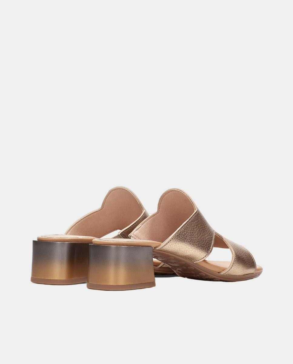 Zapatos mujer sandalias Mule de tacón en piel Oro Hispanitas · El Corte ...