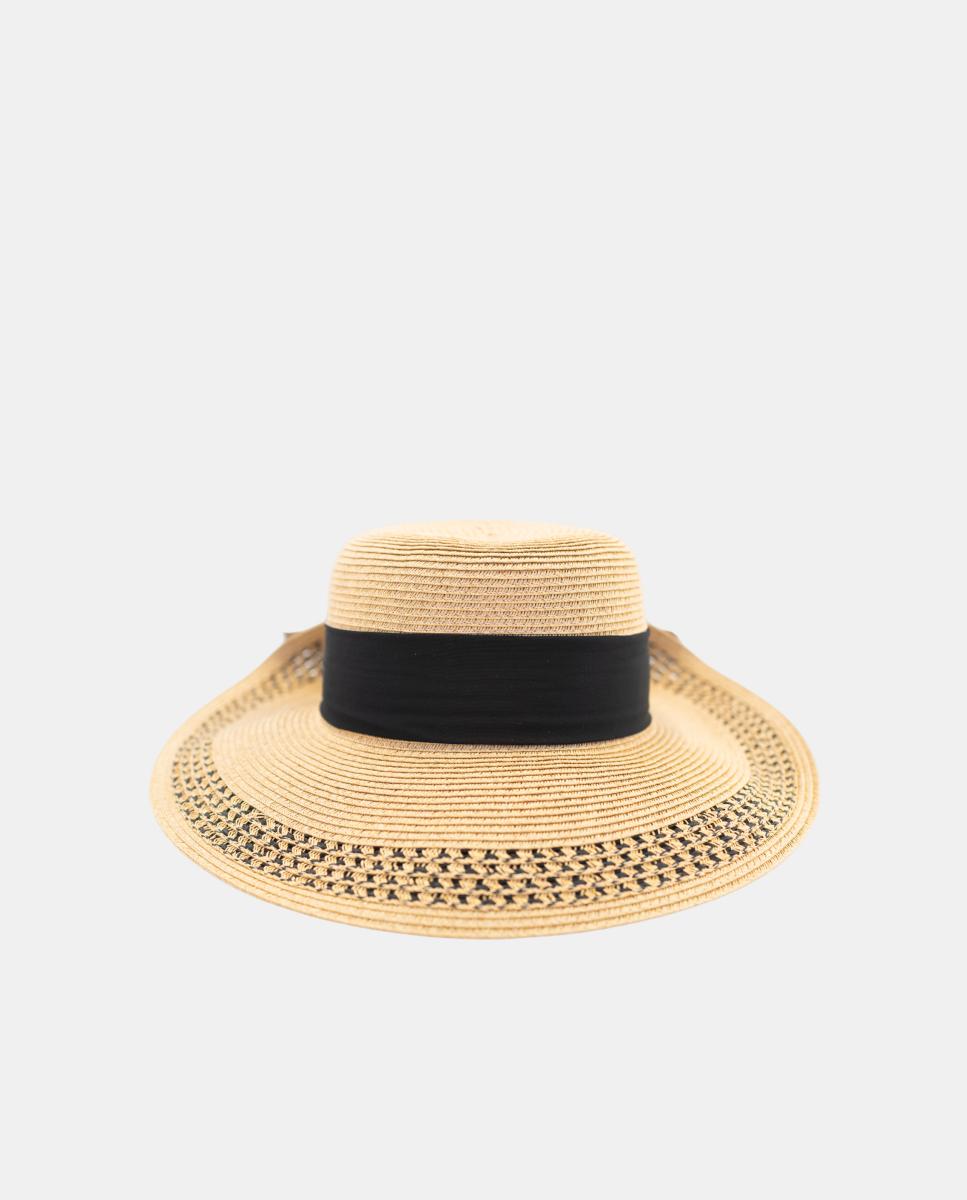 Sombrero grande de rafia sintética con detalle lazo Beige Nine West ...