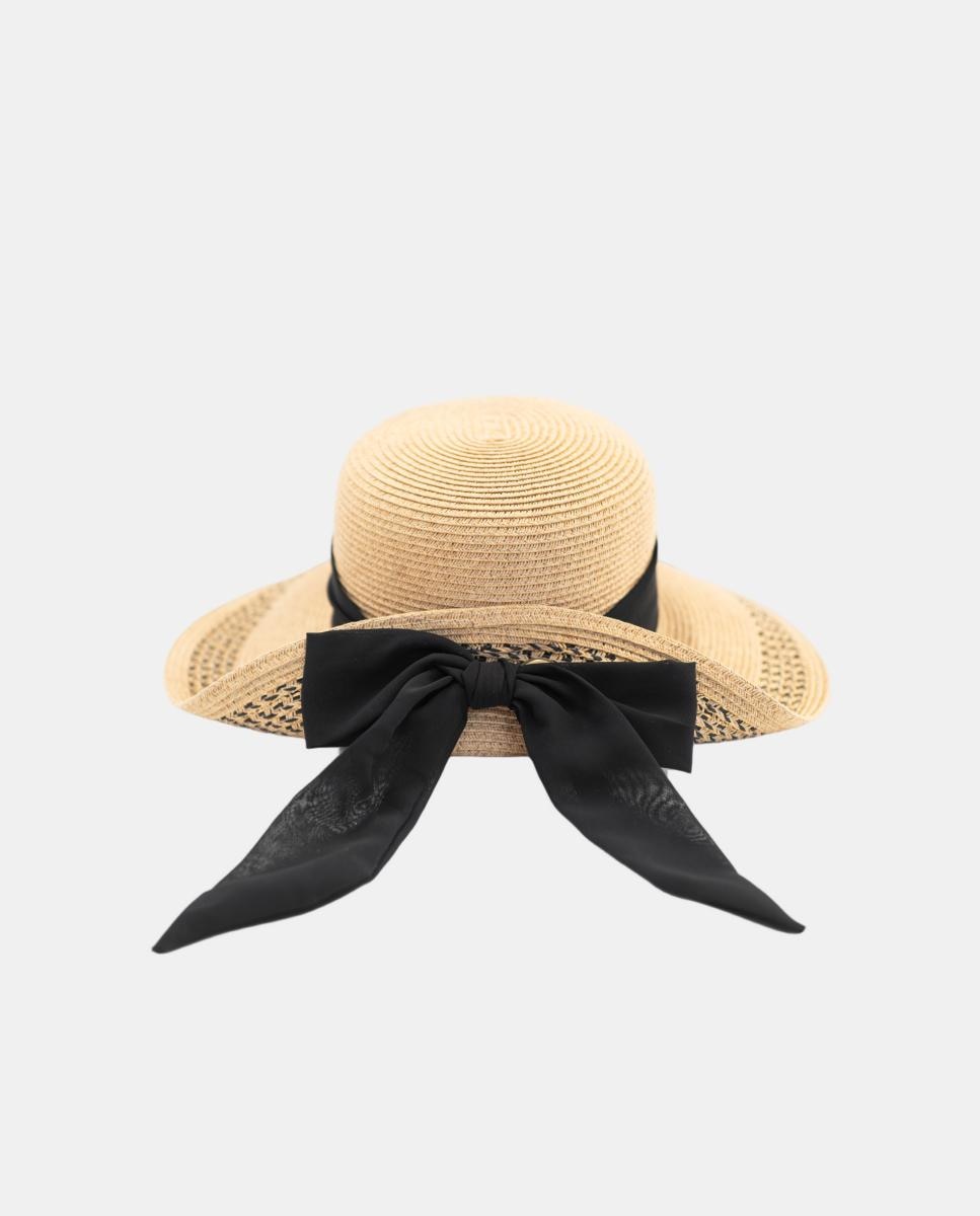 Sombrero grande de rafia sintética con detalle lazo Beige Nine West ...
