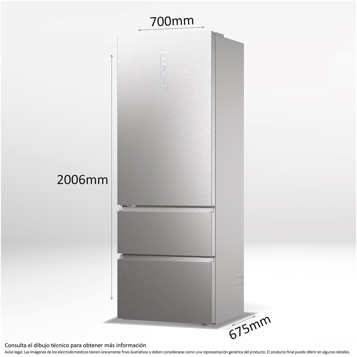 Frigorífico combi Haier, Wifi, Total No Frost, 70 cm de ancho 3D 70 ...