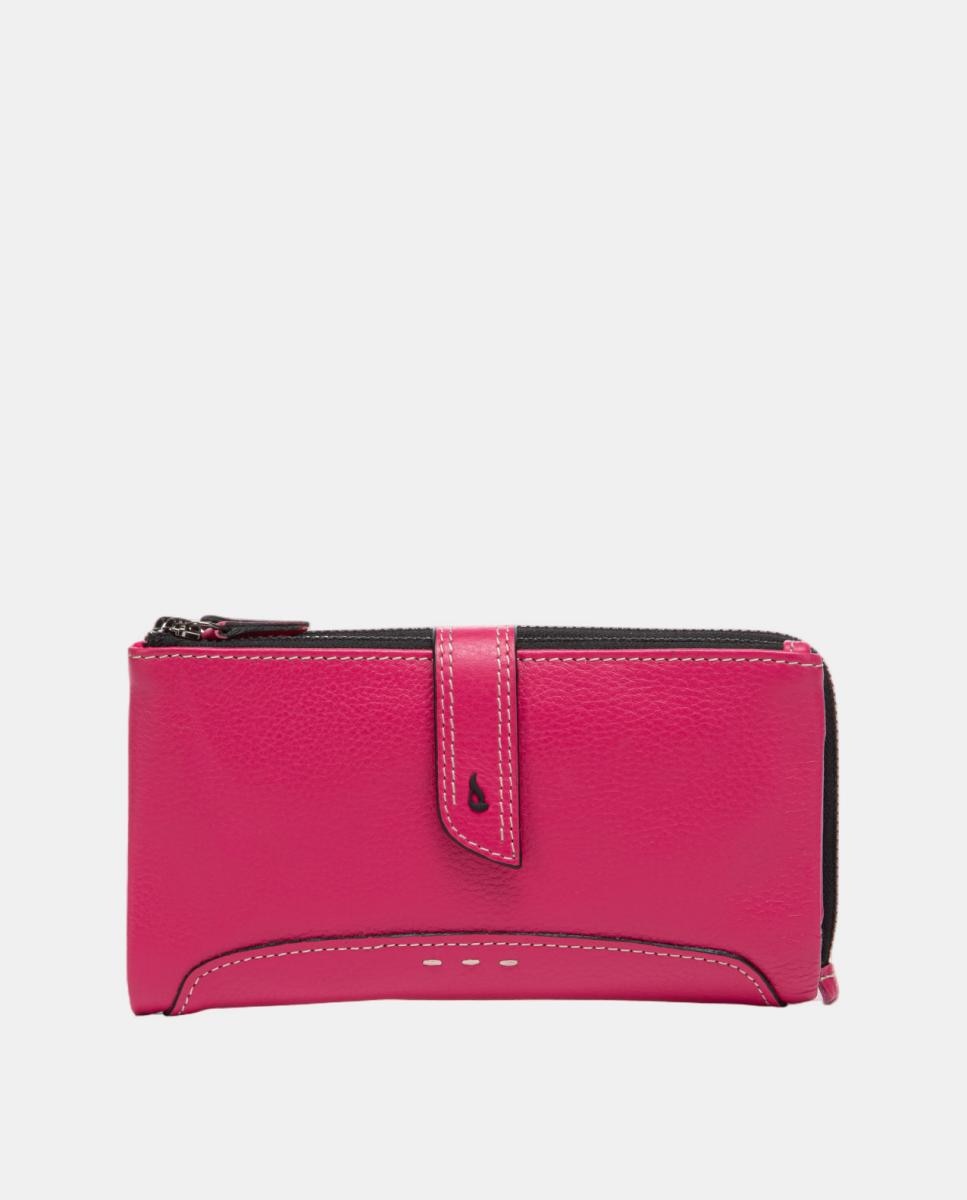Cartera grande de piel con costuras Fucsia Abbacino · El Corte Inglés