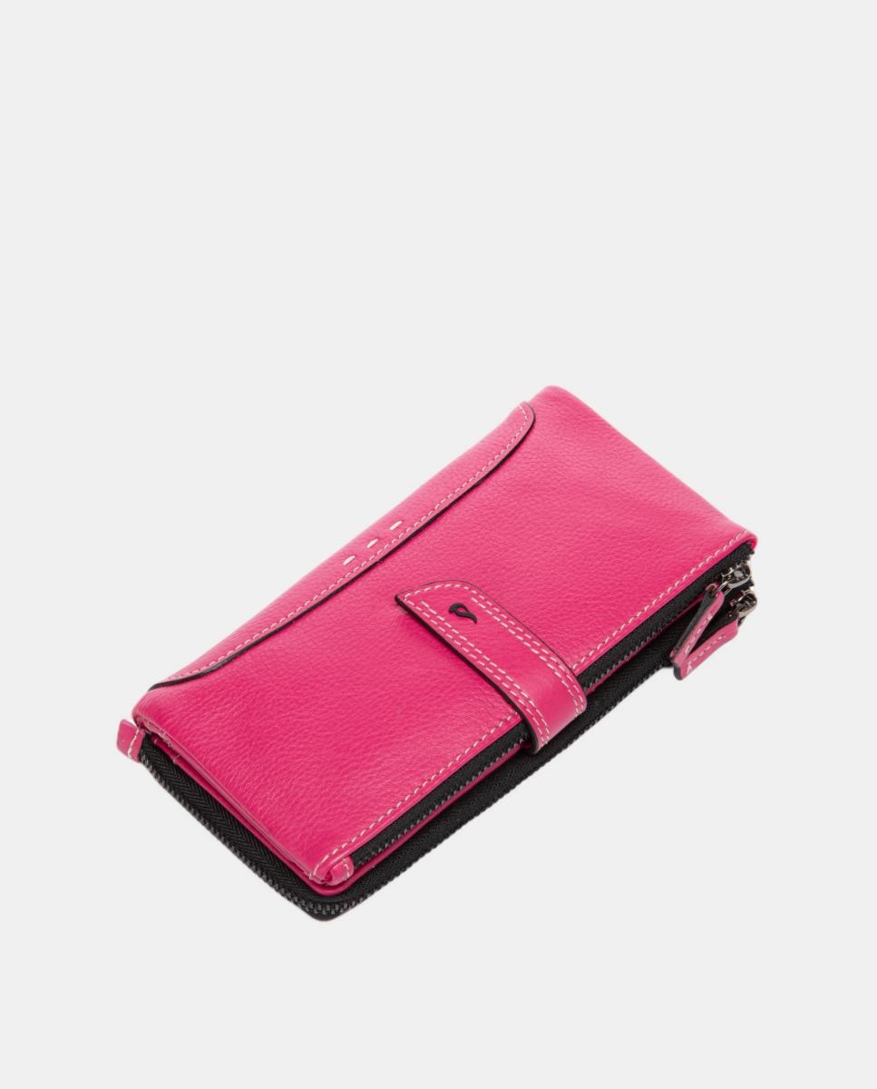 Cartera grande de piel con costuras Fucsia Abbacino · El Corte Inglés