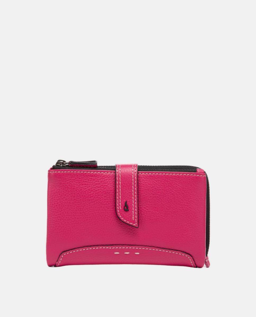 Cartera mediana de piel con costuras Fucsia Abbacino · El Corte Inglés