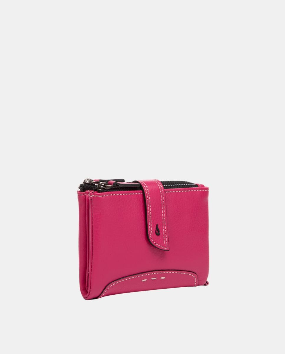 Cartera pequeña de piel con costuras Fucsia Abbacino · El Corte Inglés