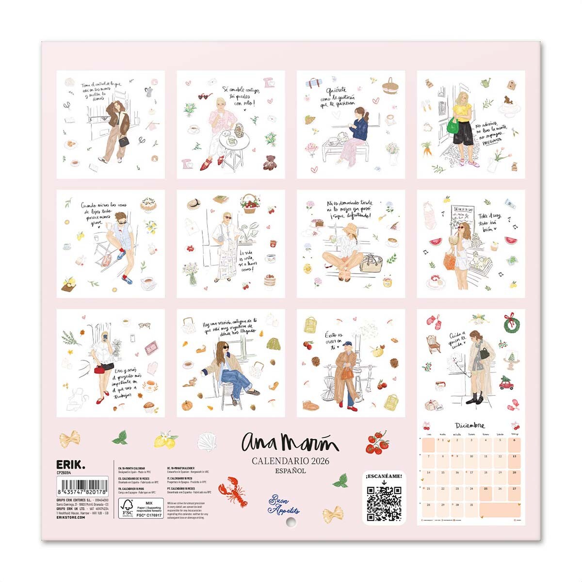 Calendario 2026 30x30 Ana Marín Erik rosa · Grupo Erik Editores, S.L ...