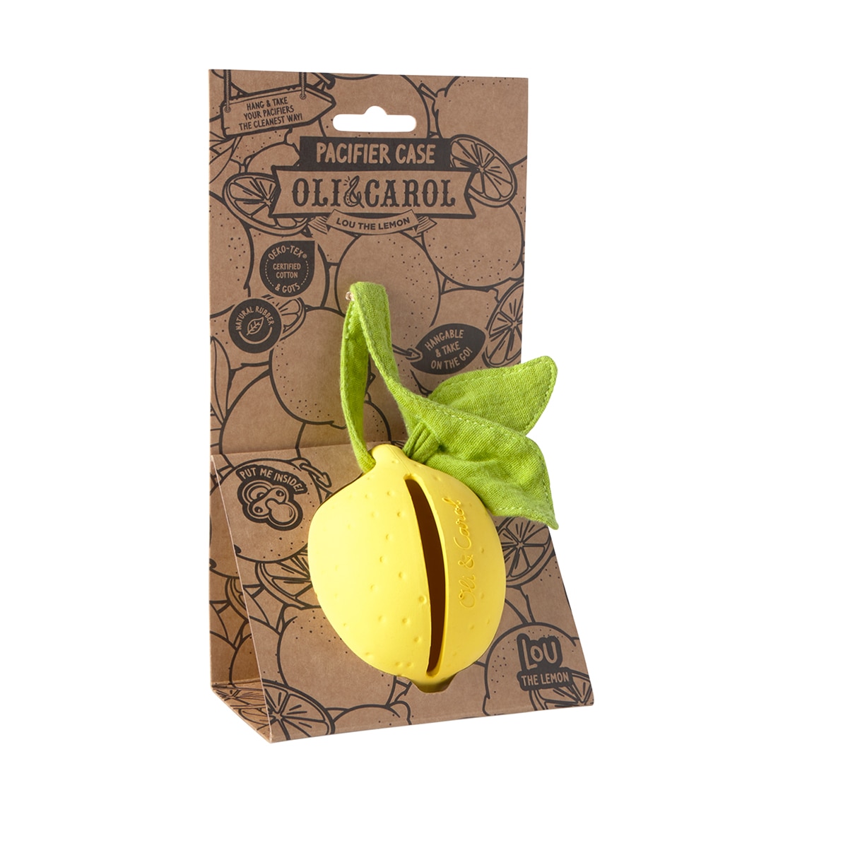 Portachupetes Oli&Carol caucho natural y algodón orgánico Amarillo · El ...