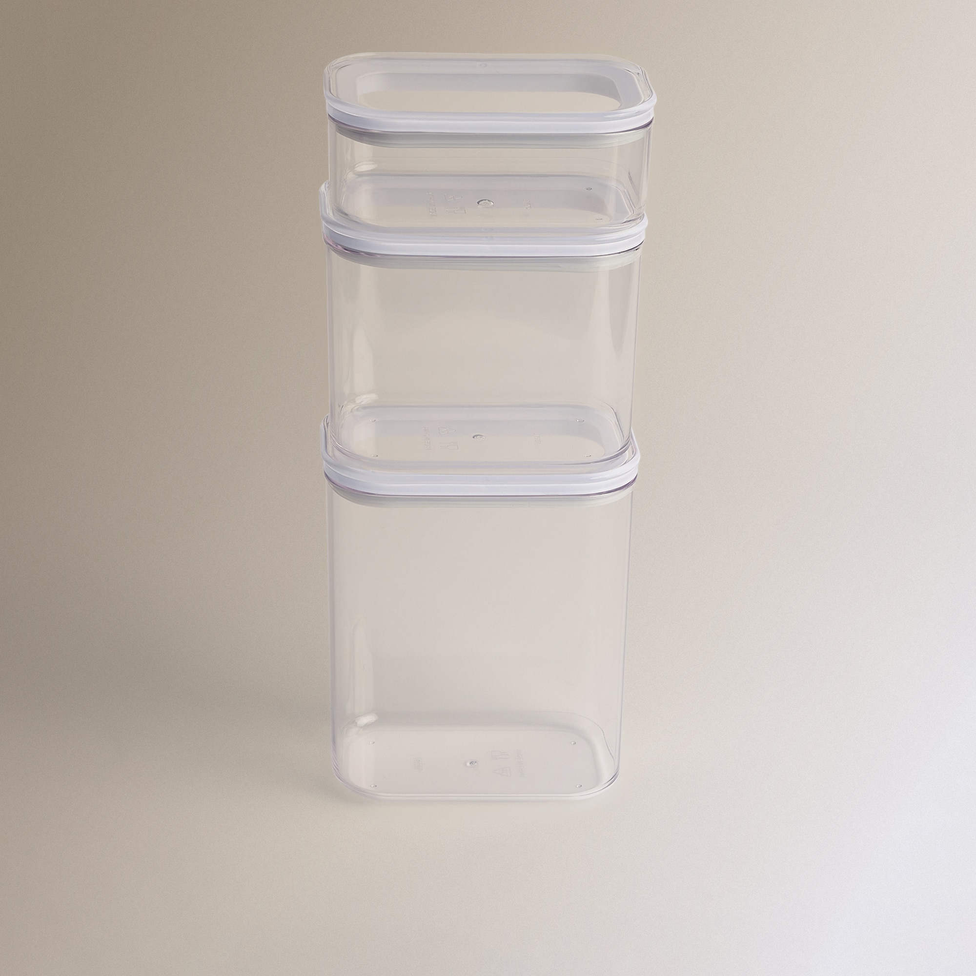 Set de 3 botes rectangulares apilables Transparente · El Corte Inglés