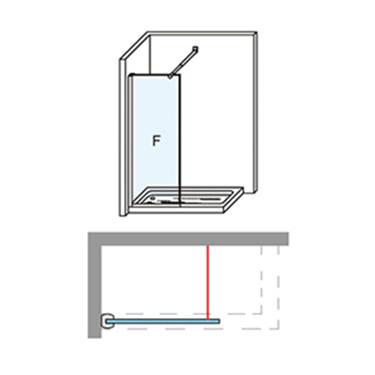 Mampara de ducha con panel fijo Módena-6 CC Ibermampara Negro mate De ...