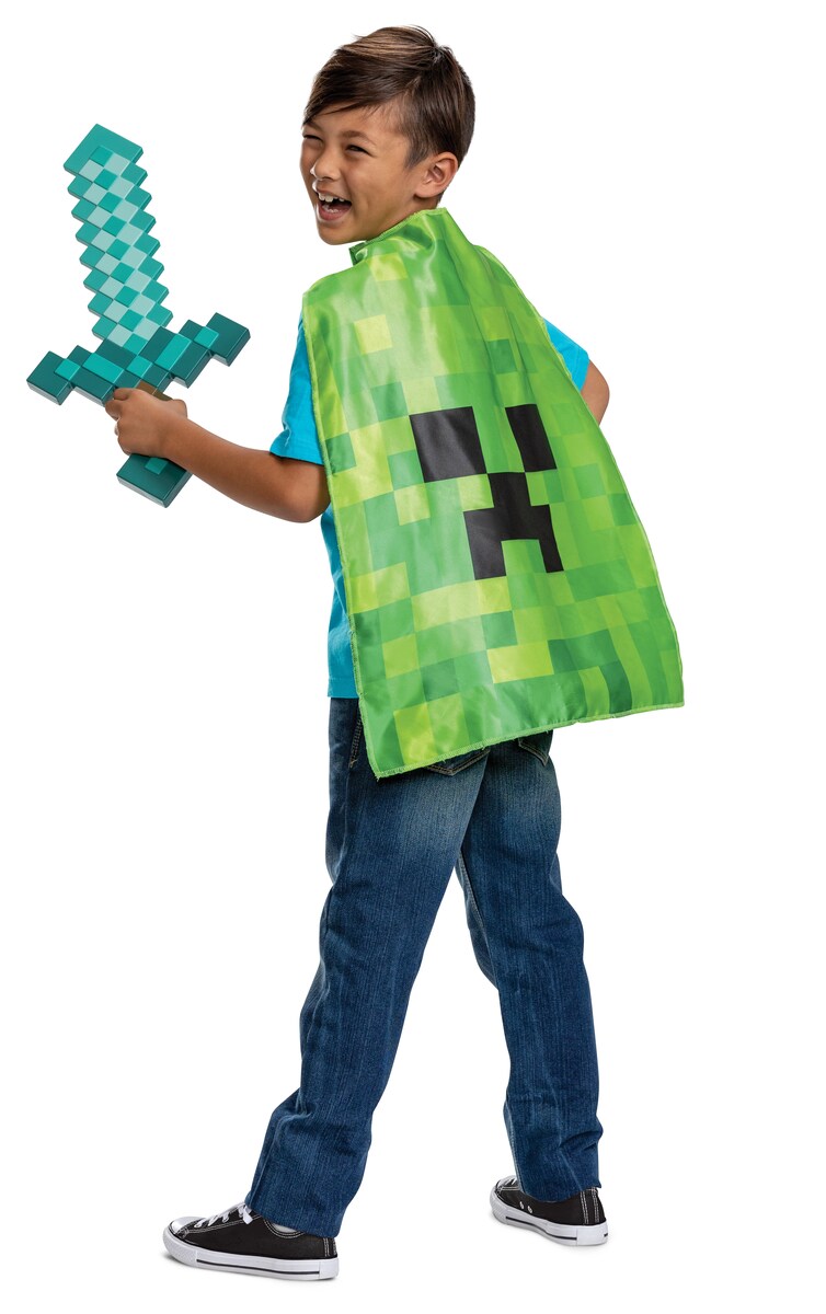 Pack Espada de Diamante 50 cm con Capa Creeper Minecraft Disguise ...