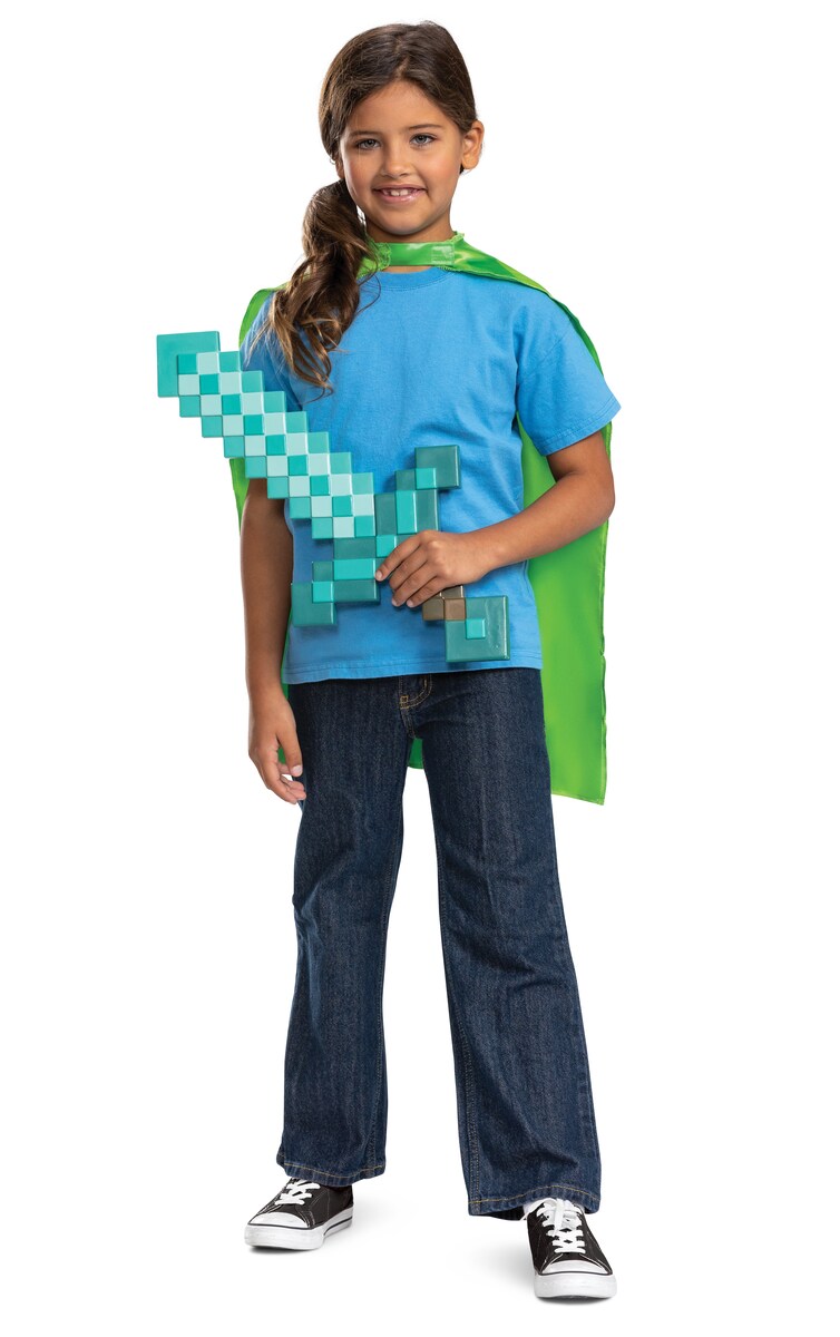 Pack Espada de Diamante 50 cm con Capa Creeper Minecraft Disguise ...