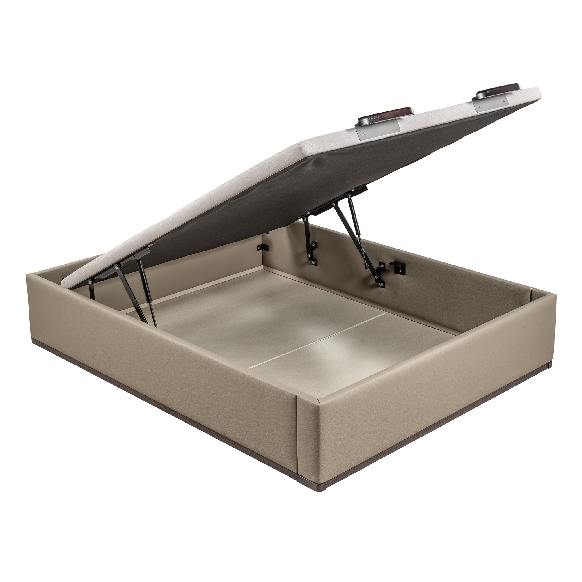 Canapé abatible en polipiel Box Dekor MDF Lattoflex Visón oscuro Cama ...