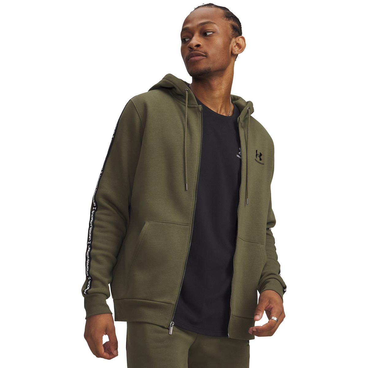 Sudadera de Hombre Casual UA Icon Fleece FZ Taping UNDER ARMOUR Verde ...