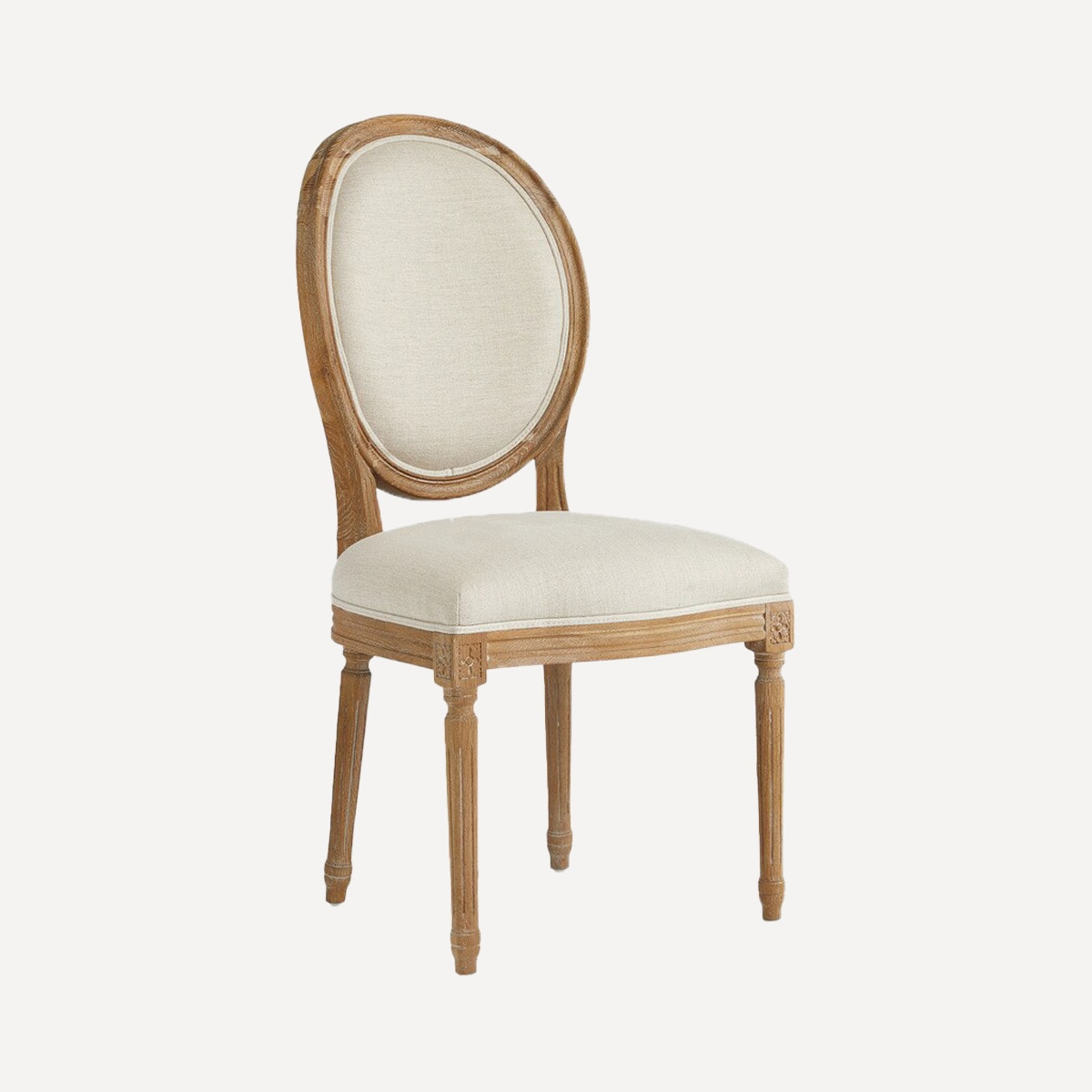 Silla redonda de madera de roble tapizada en lino Fulham Natural · El ...