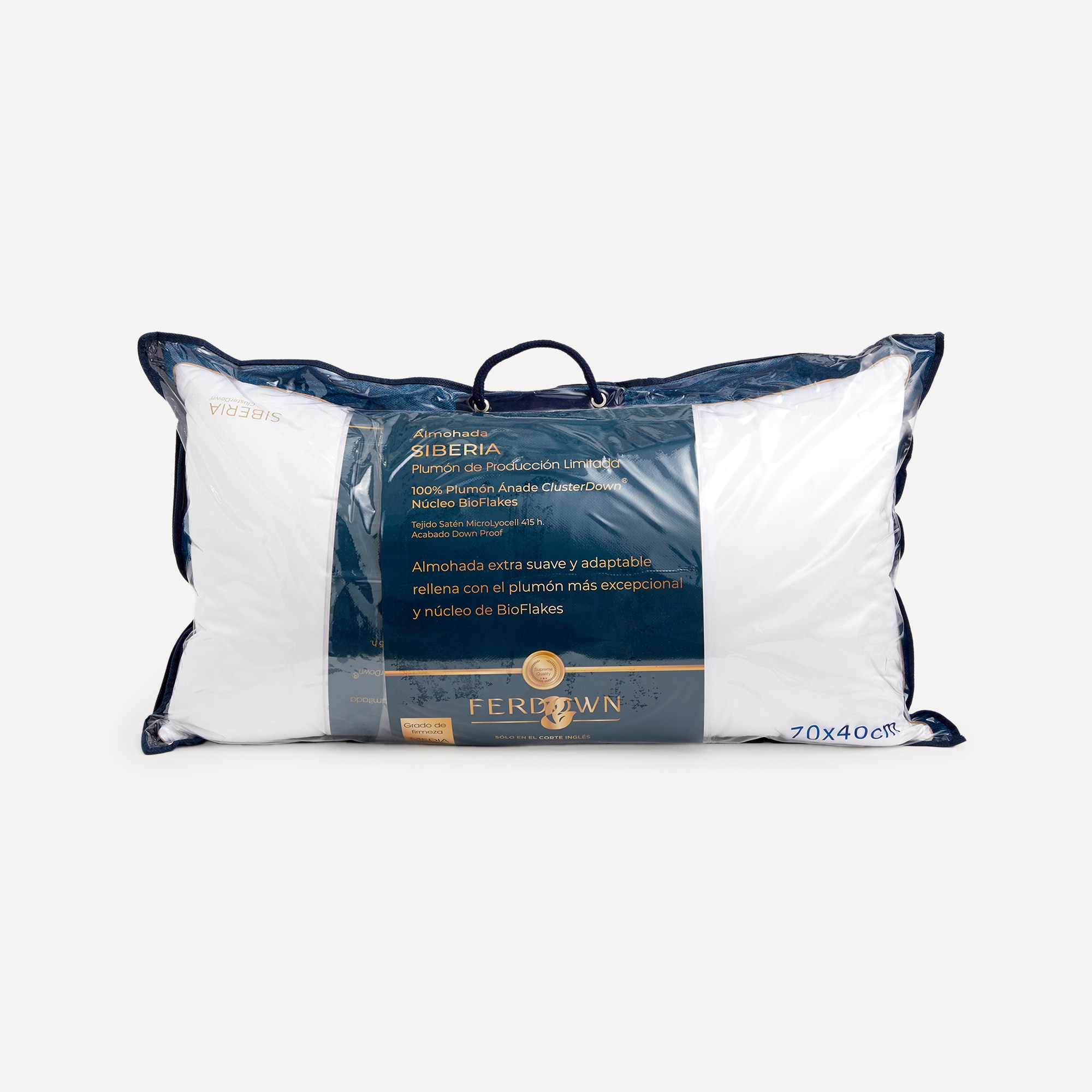 Almohada Plumón Siberia Premium Ferdown Blanco 70 x 40 cm · El Corte Inglés