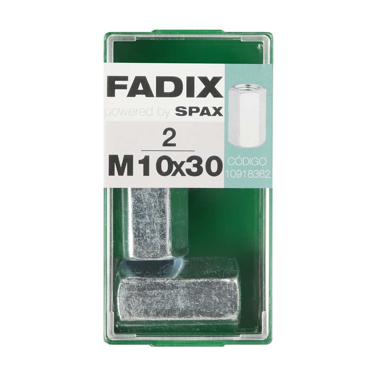 Tuerca Hexagonal para Unión Varillas M10 x 30 mm - Caja 2 Uds · FADIX ...