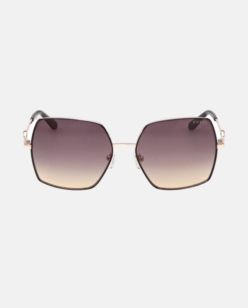 Gafa de sol de mujer cuadrada en metal con lente degradada Negro Guess ...