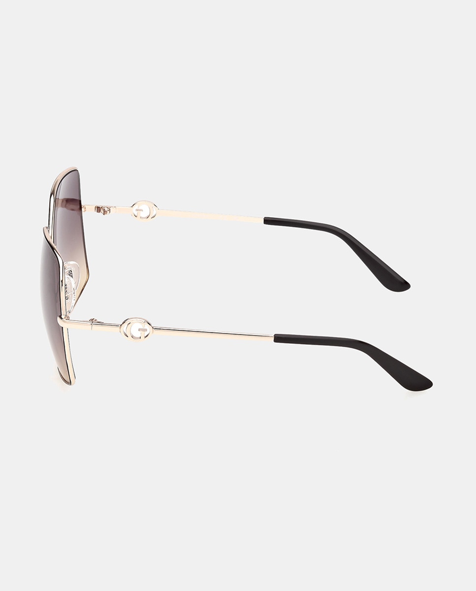 Gafa de sol de mujer cuadrada en metal con lente degradada Negro Guess ...
