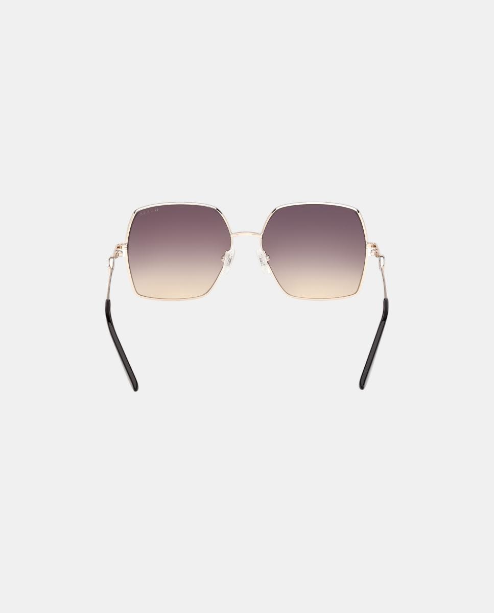 Gafa de sol de mujer cuadrada en metal con lente degradada Negro Guess ...