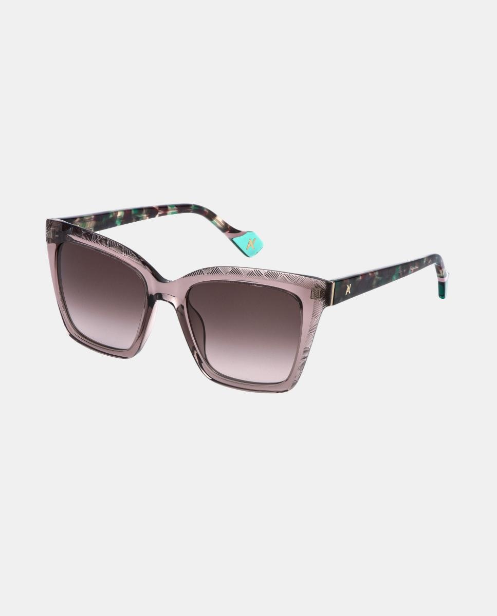Gafa de sol de mujer cuadrada en acetato con lente degradada Marrón ...