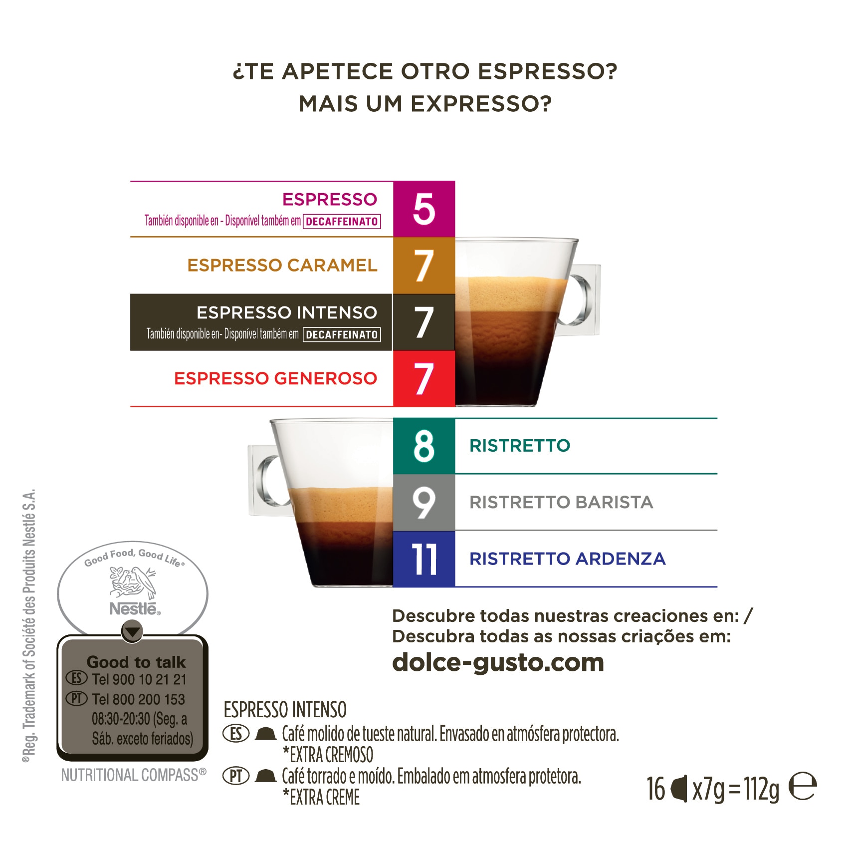 Estuche 16 cápsulas NESCAFE DOLCE GUSTO café Espresso Intenso Premium ...