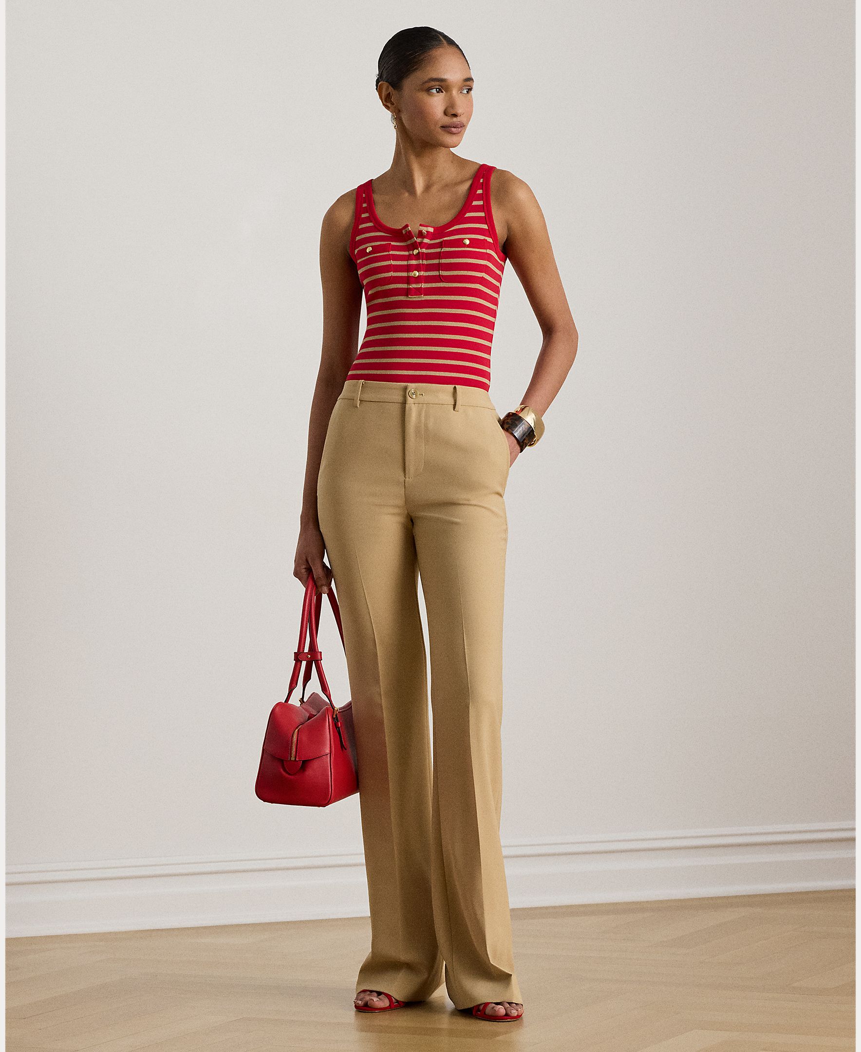 Pantalón recto de mujer de tiro alto Camel Lauren Ralph Lauren · El ...