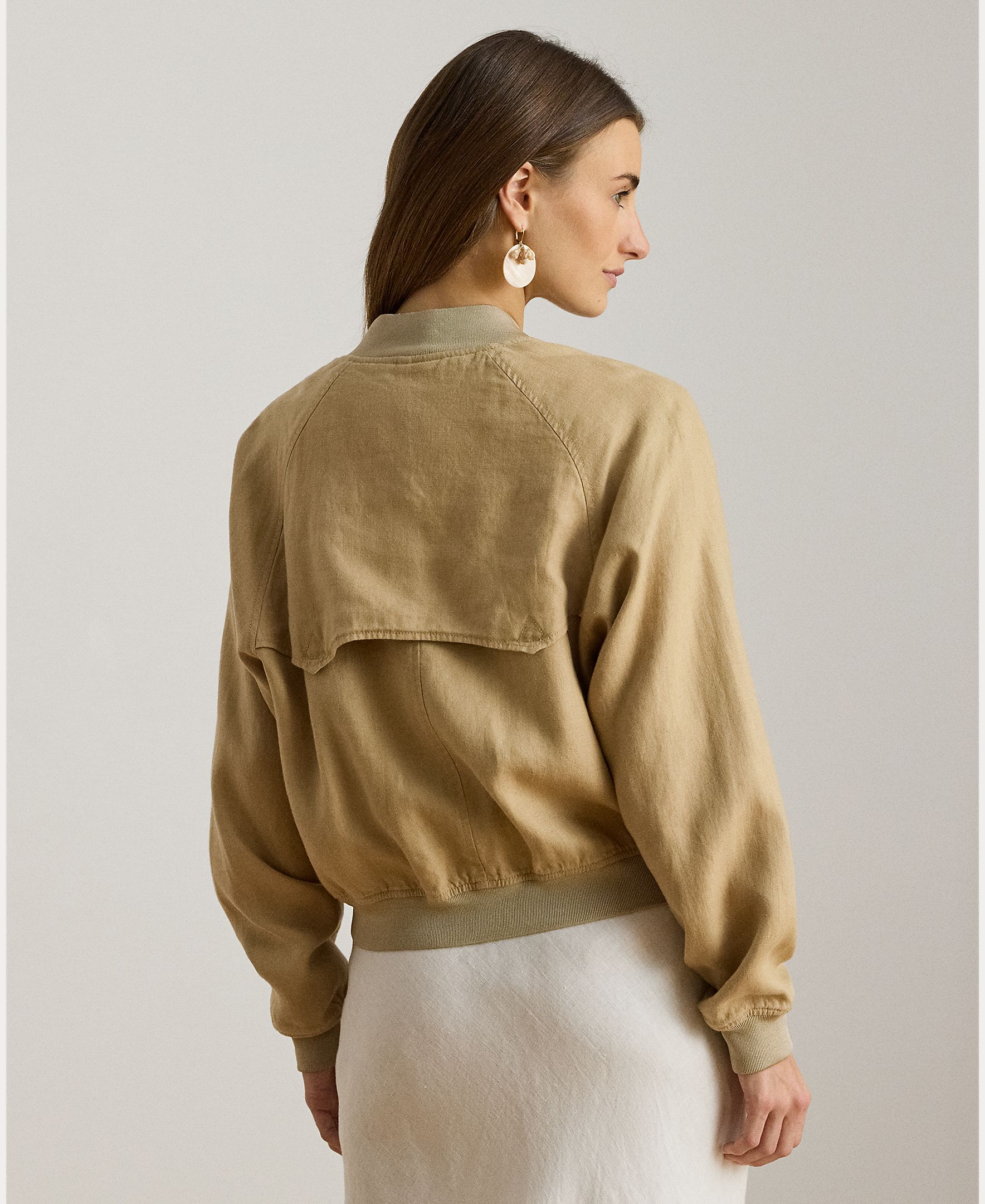 Cazadora bomber de mujer en lino Beige Lauren Ralph Lauren · El Corte ...