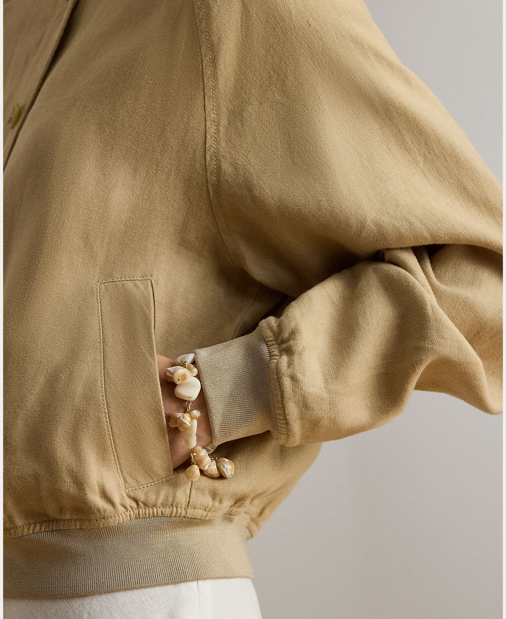 Cazadora bomber de mujer en lino Beige Lauren Ralph Lauren · El Corte ...