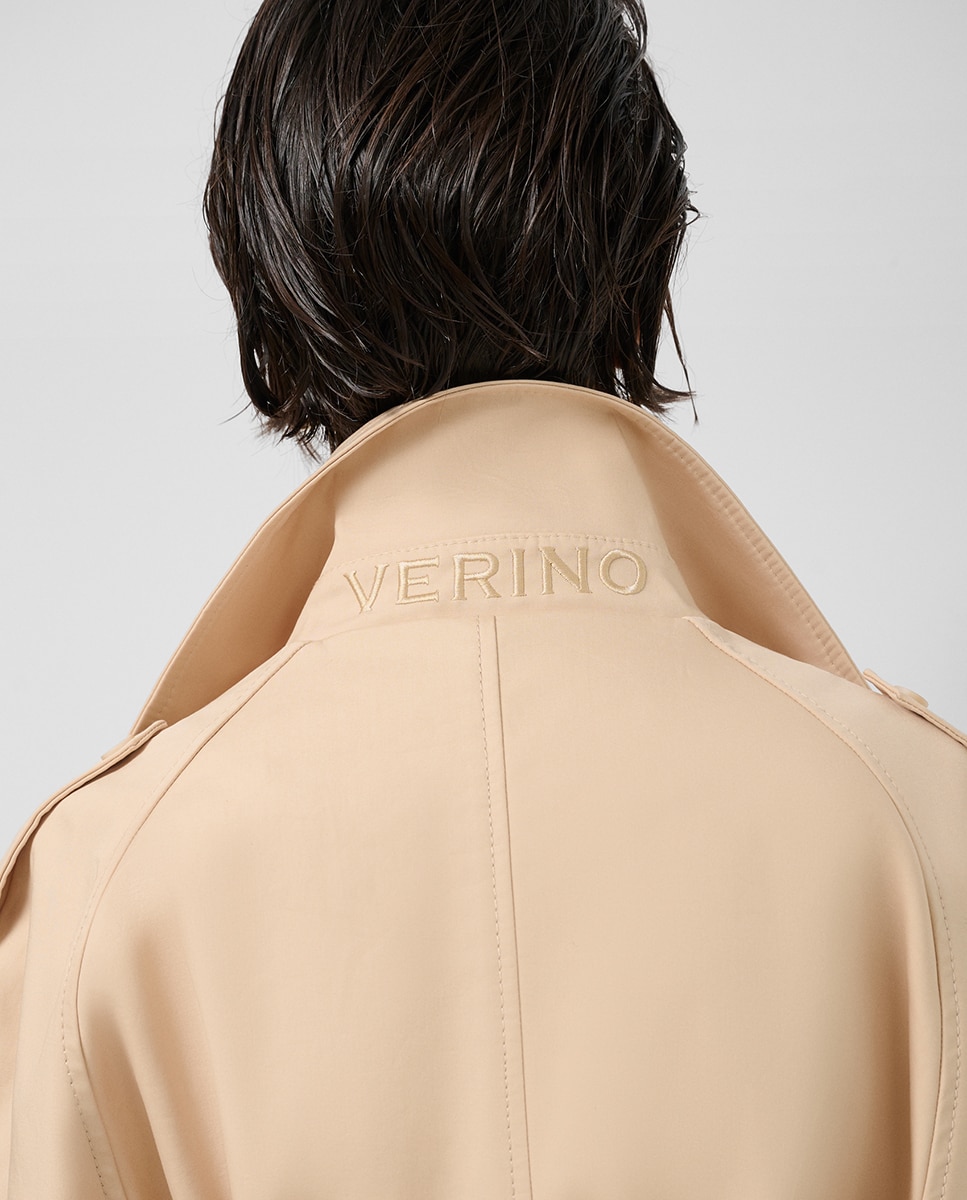 Gabardina de mujer cruzada algodón doble faz Beige Roberto Verino · El ...