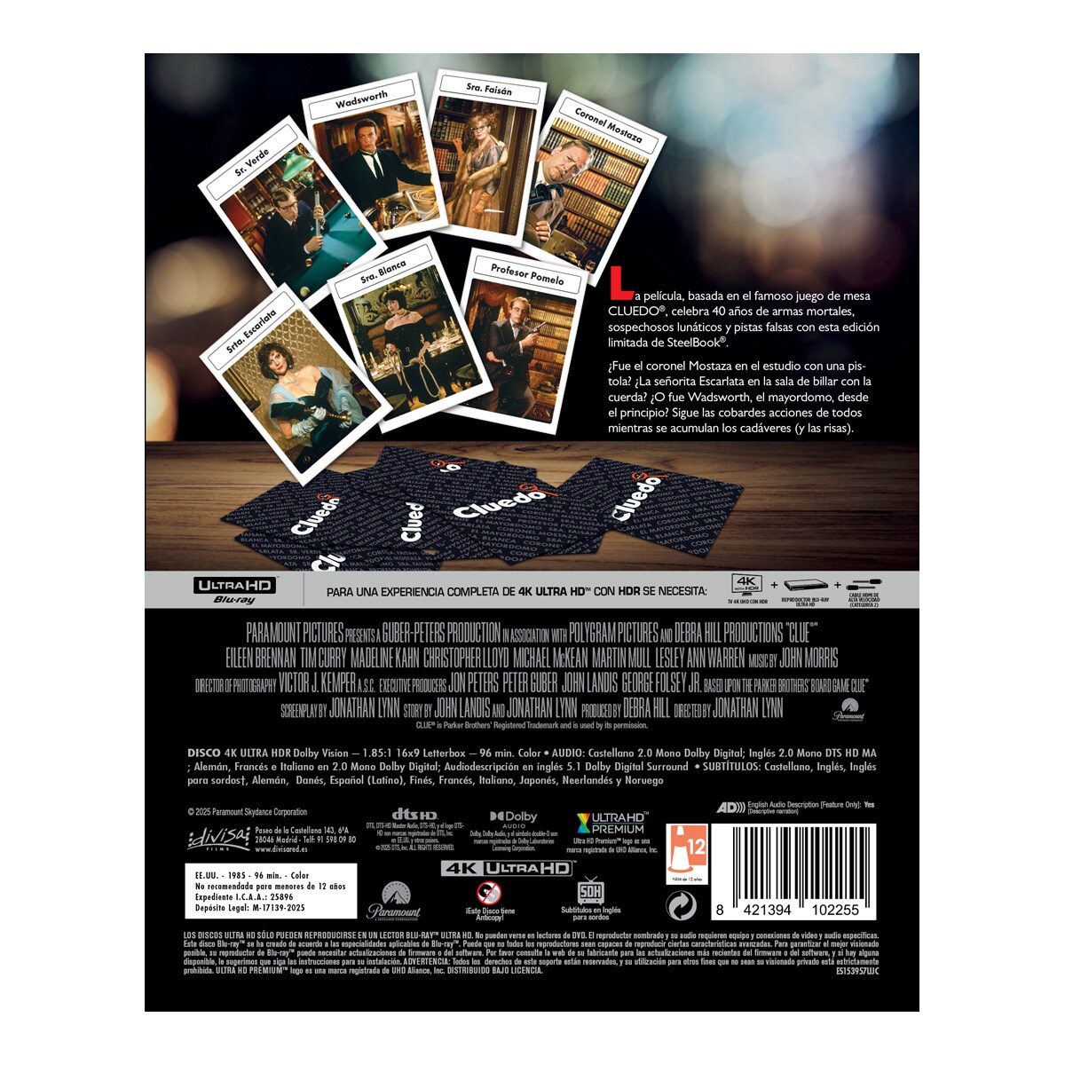 Cluedo: El juego de la sospecha (Edición Metálica 40 Aniversario) (4K Ultra HD) · DIVISA RED S.A ...