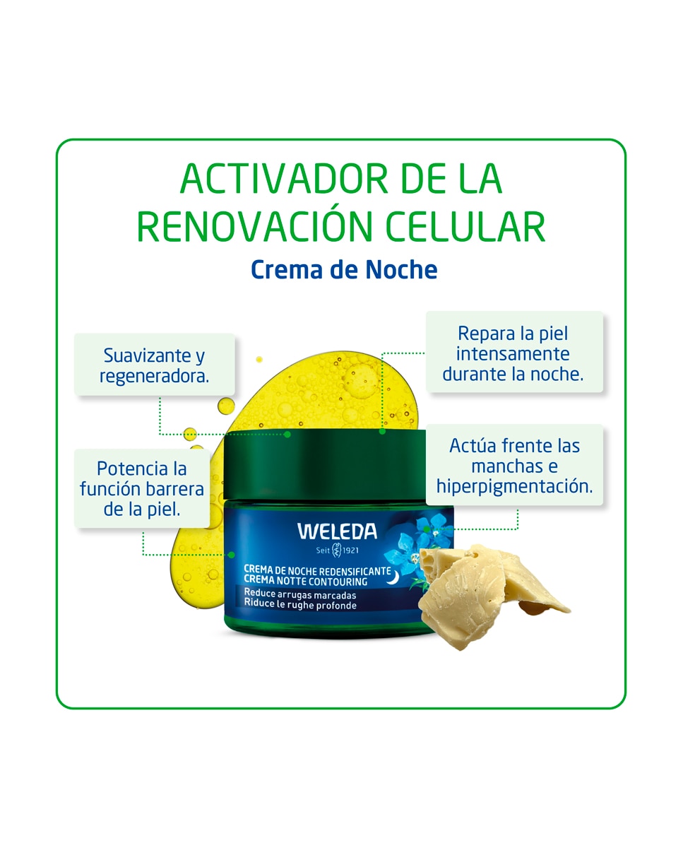 Crema de noche redensificante de Genciana azul Weleda · El Corte Inglés