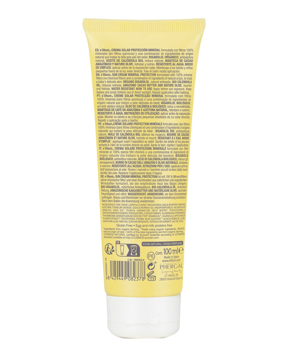 Crema Solar Mineral Protección Spf+50 Piel Sensible Elifexir Baby Care ...