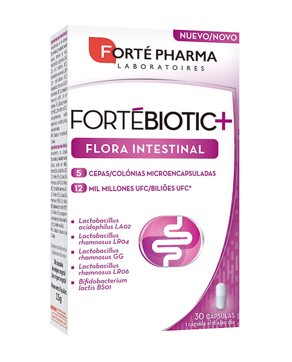 30 Cápsulas Complemento Alimenticio Fortebiotic+ Flora Intestinal Forte ...