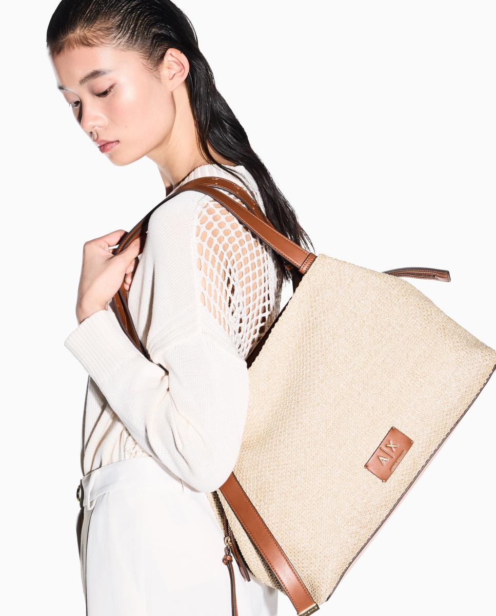 Bolso de mujer "Alice" shopper efecto rafia Marrón Armani Exchange · El ...